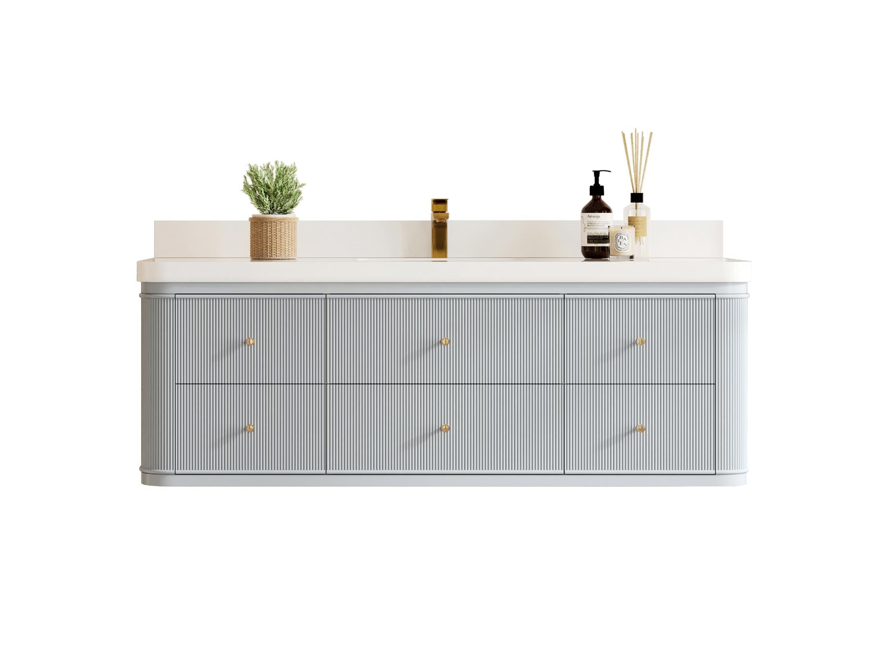 Hampton Floating 60 in. W x 22 in. D Single Sink Bathroom Vanity ...